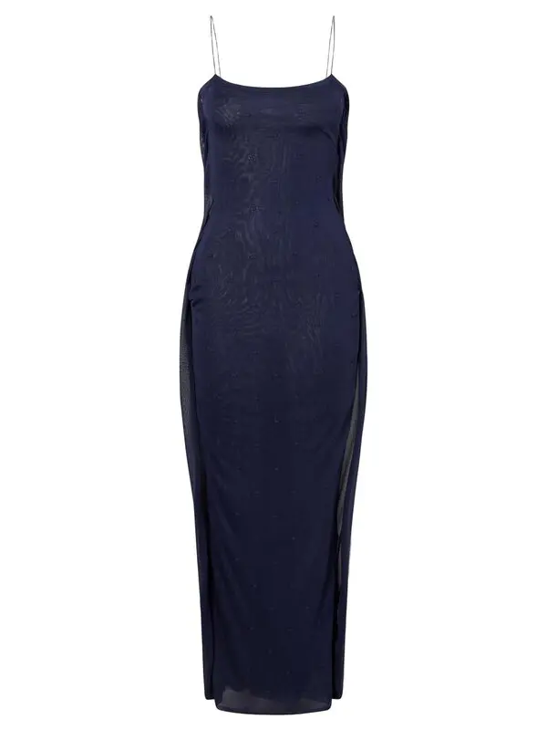 Jacquemus The Plumetis Knitted Maxi Dress - Navy