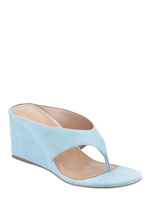 MARC FISHER LTD. Udena Wedge Sandals - Light Blue
