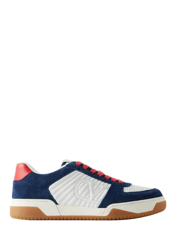 Valentino Garavani Sparry Leather And Suede Sneakers - Blue