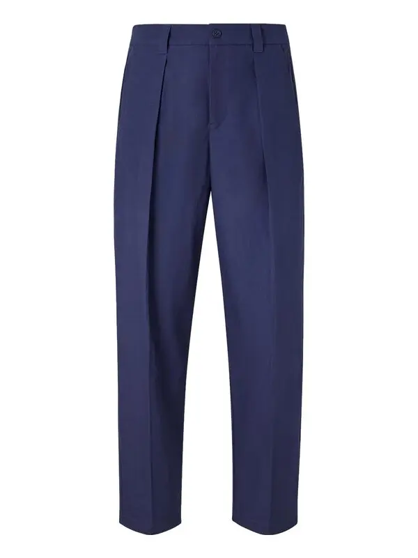 A.p.c. Renato Straight-leg Pleated Cotton-twill Trousers - Blue