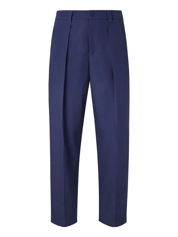 A.p.c. Renato Straight-leg Pleated Cotton-twill Trousers - Navy