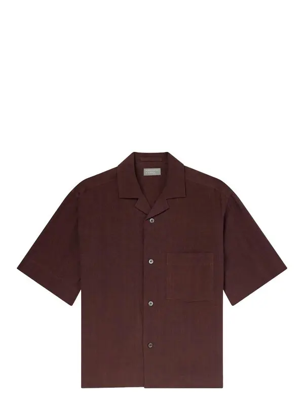 MARGARET HOWELL Camp-collar Linen Shirt - Brown
