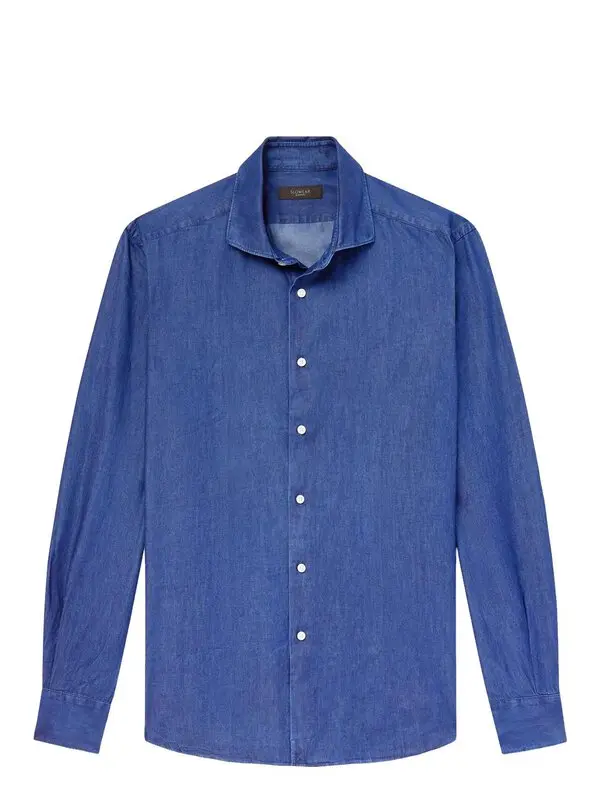 SLOWEAR Slim-fit Cotton-chambray Shirt - Blue