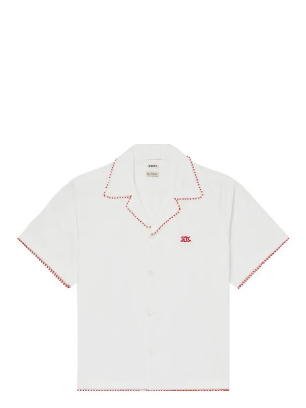 BODE Redbud Camp-collar Logo-embroidered Cotton Shirt - White