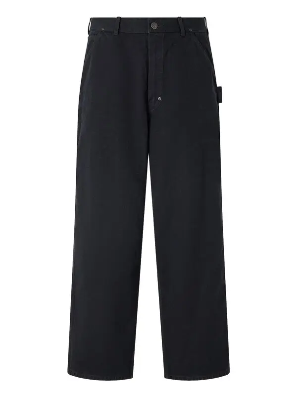 A.PRESSE Vintage Wide-leg Cotton, Hemp, And Silk-blend Canvas Trousers - Black