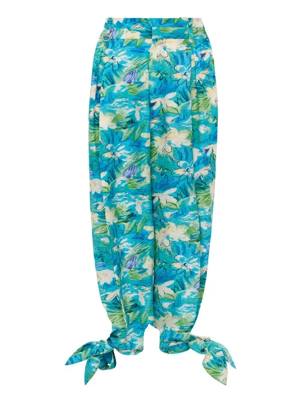 Chloé Printed Ballon-leg Silk Trousers - Blue
