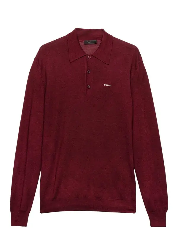 Prada Wool And Silk Polo Sweater - Red