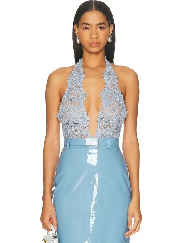 ROWEN ROSE V-neck Bodysuit - Blue