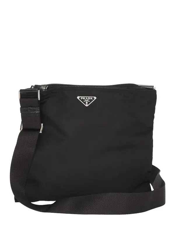 Prada Tessuto Flat Messenger Bag - Black