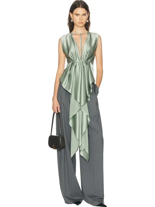 Helmut Lang Scarf Drape Top - Aqua Gray