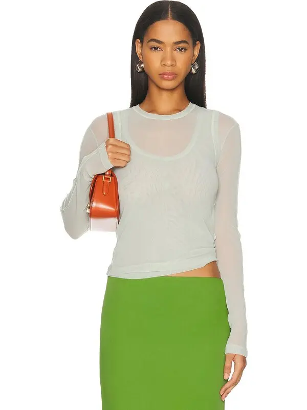 Helmut Lang Mesh Layered Long Sleeve Top - Aqua Gray