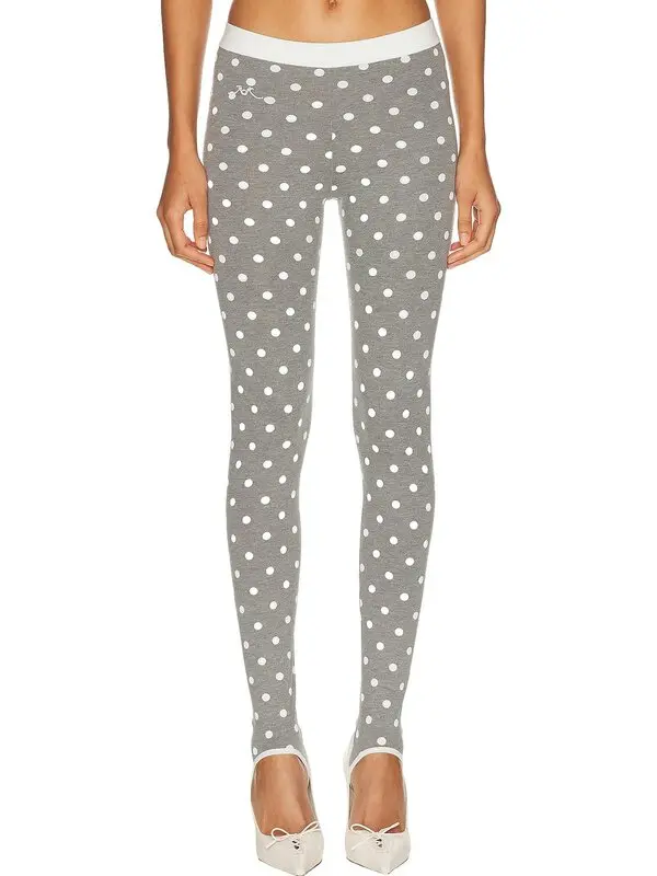 ROWEN ROSE Polka Dot Leggings In Grey - Grey Polka Dots