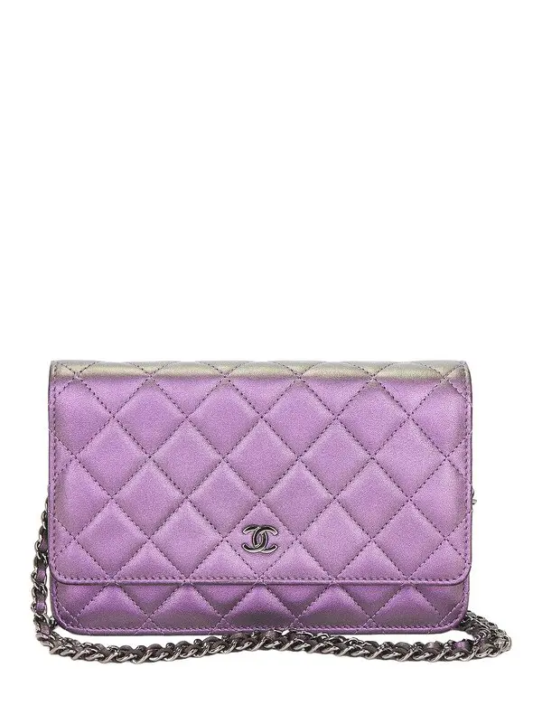 Chanel Lambskin Classic Iridescent Wallet On Chain - Purple