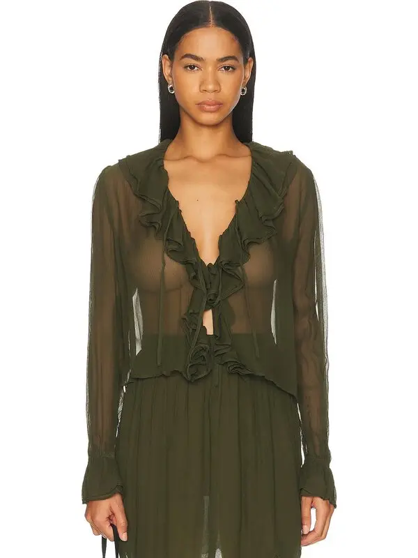 BODE Flounce Blouse - Olive