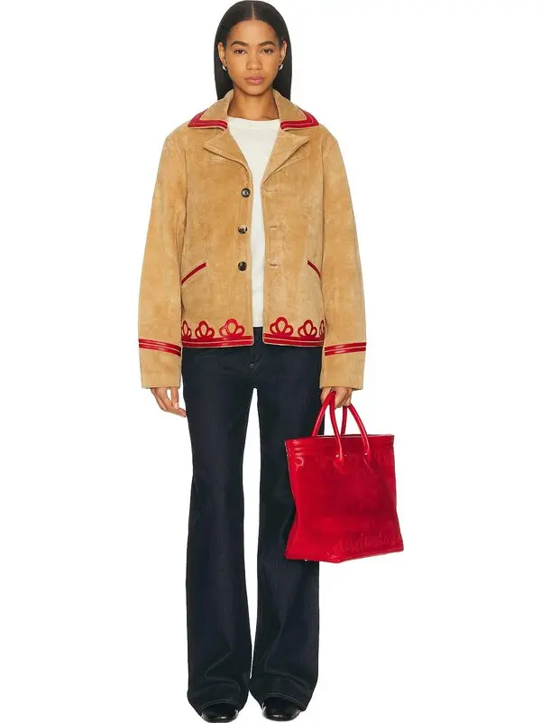 BODE Trefoil Suede Jacket - Tan