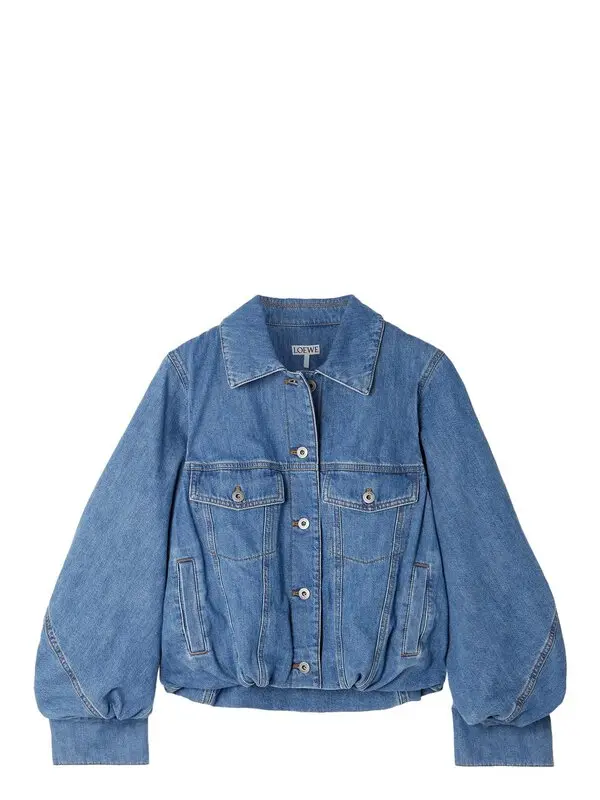 Loewe Gathered Denim Jacket - Blue
