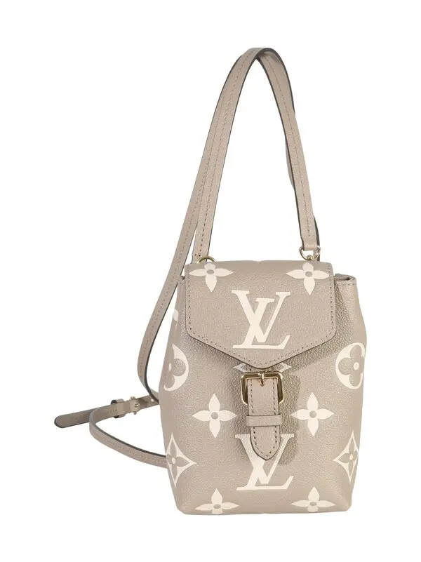 LOUIS VUITTON Creme Tourterelle Empreinte Giant Monogram Tiny Backpack - Gray