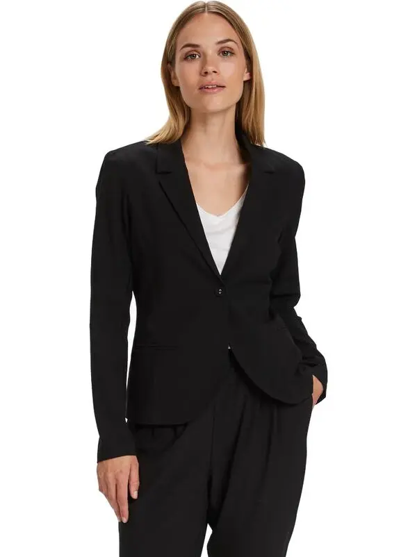 KAFFE Jillian Long Sleeve Regular Fit Blazer - Black Deep