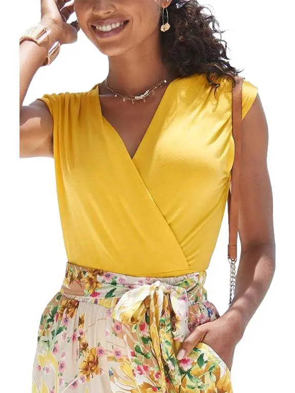 LASCANA Wrap Look Top - Yellow