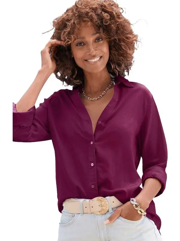 LASCANA Button-down Blouse - Plum