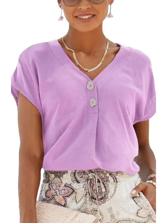 LASCANA Button Detail Blouse - Lilac