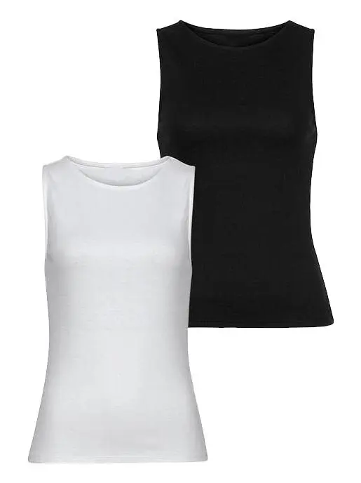LASCANA 2-pack Basic Tank Tops - Black & White
