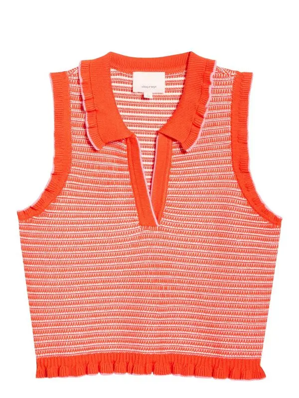 Cinq À Sept Clem Stripe Sweater Tank - Red Tangerine Multi