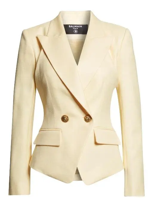 Balmain Double-breasted Natte Jacket - 1gd Pale Yellow