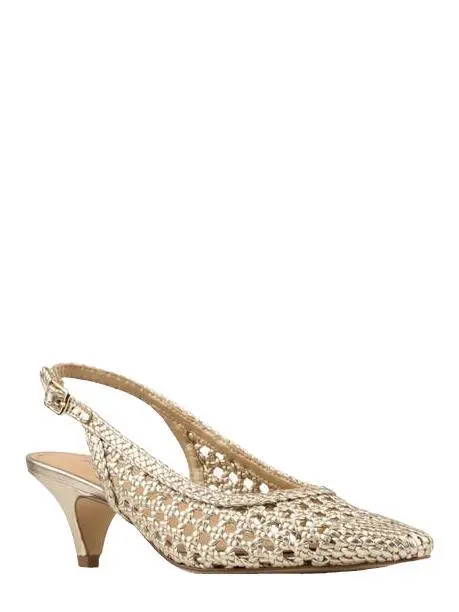 DONALD PLINER Pointed Toe Slingback Pumps - Gold