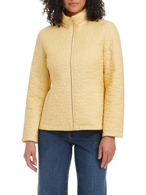 Kate Spade New York Short Spade Flower Quilted Jacket - Butter