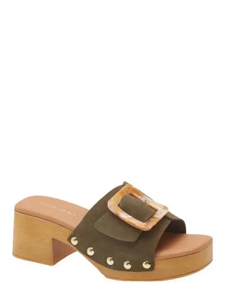 CHOCOLAT BLU Lio Platform Slide Sandal - Olive Suede