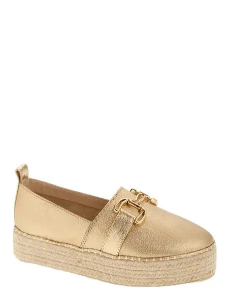 CHOCOLAT BLU Nabi Platform Espadrille - Gold Leather