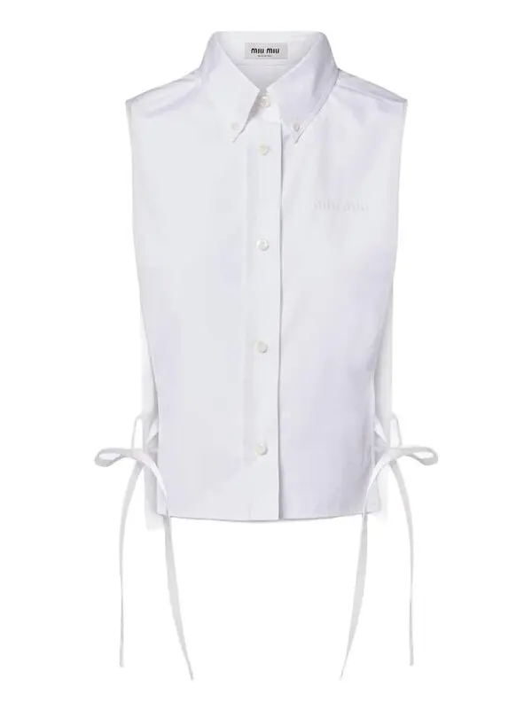 Miu Miu Cutout Cotton Poplin Shirt - White