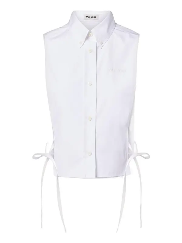 Miu Miu Cutout Cotton Poplin Shirt - White