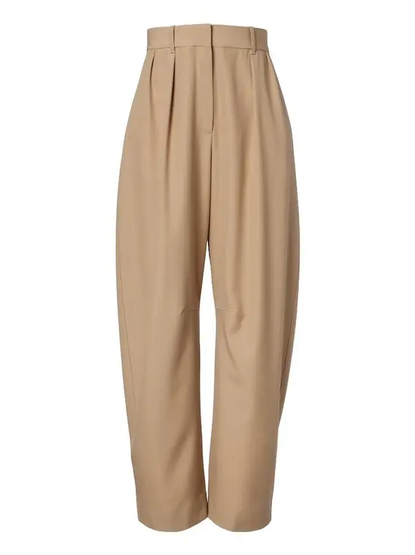 Loewe Wide-leg Wool Trousers - Beige