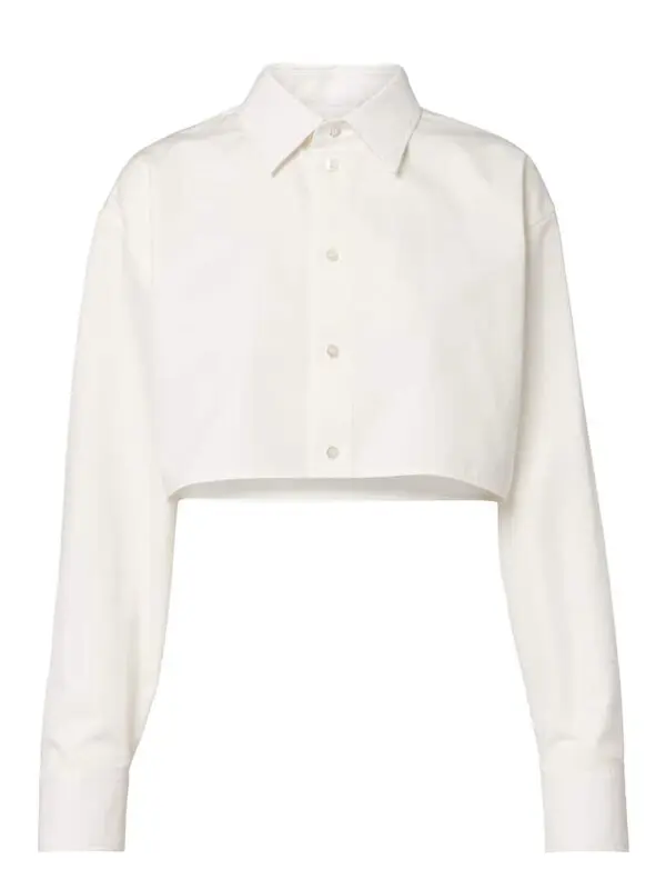 Balenciaga Cropped Cotton And Silk Poplin Shirt - White