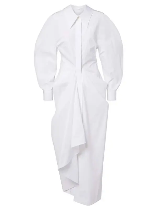 Givenchy Draped Cotton Poplin Shirt Dress - White