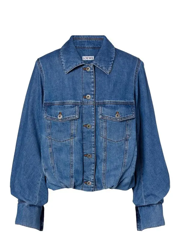 Loewe Gathered Denim Jacket - Blue