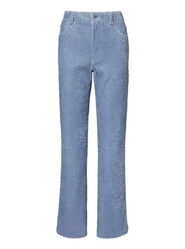 Loewe Trompe L'oeil Leather Straight Leg Pants - Blue
