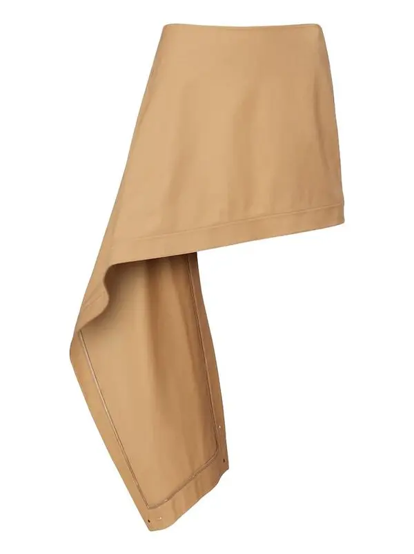 Loewe Asymmetric Silk-trimmed Cotton Miniskirt - Beige