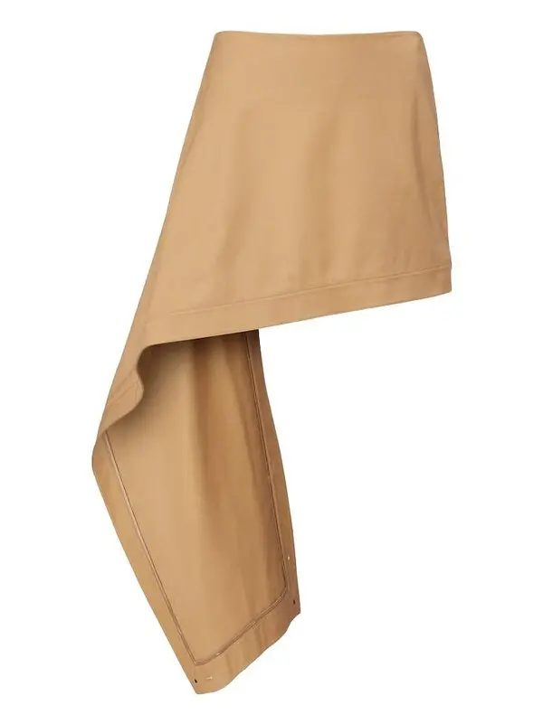 Loewe Asymmetric Silk-trimmed Cotton Miniskirt - Beige