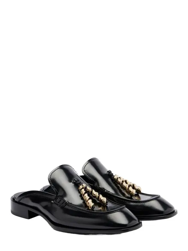 Loewe Embellished Leather Mules - Black