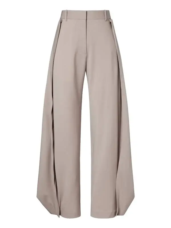 Loewe Draped Wool Wide-leg Pants - Beige