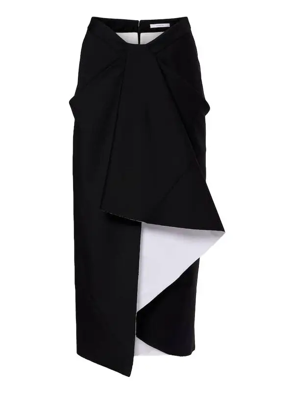 Givenchy Draped Wool And Mohair Midi Skirt - Black