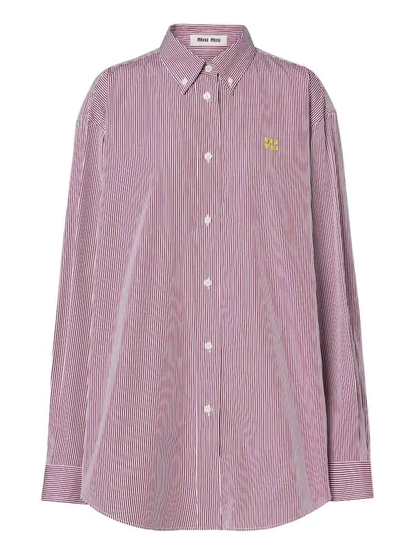 Miu Miu Striped Oversized Cotton Shirt - Red