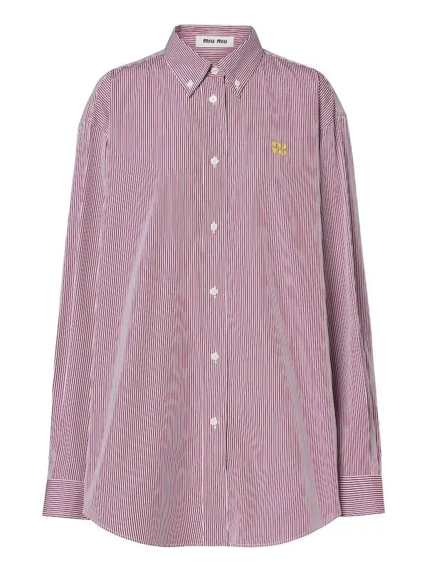 Miu Miu Striped Oversized Cotton Shirt - Red