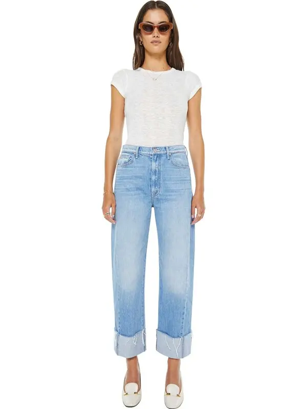 MOTHER The Half-pipe Ankle Cuff Fray Jeans - Blue