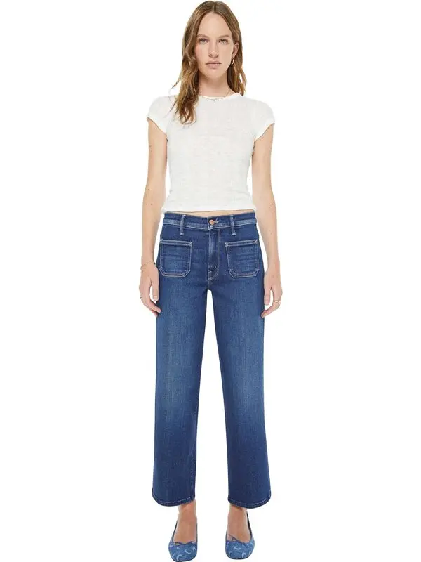 MOTHER The Patch Pocket Mid Rise Maven Ankle Cocktail Hour Jeans - Blue