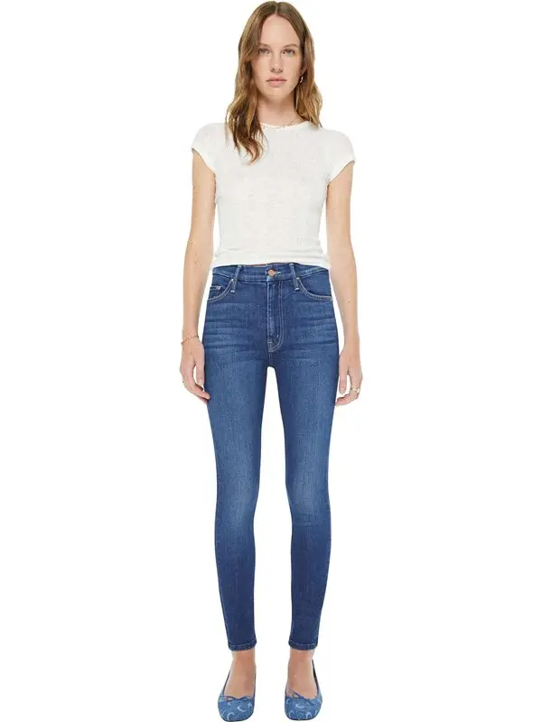 MOTHER High Waisted Looker Skinny Jeans - Blue