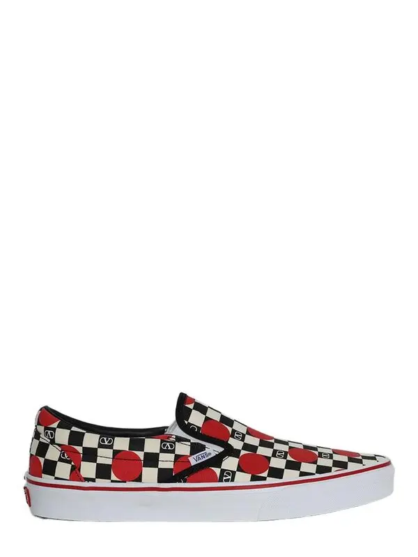 Valentino Garavani Vans Slip-on Sneaker With Vlogo Checkerboard And Polka Dot Detail - Red